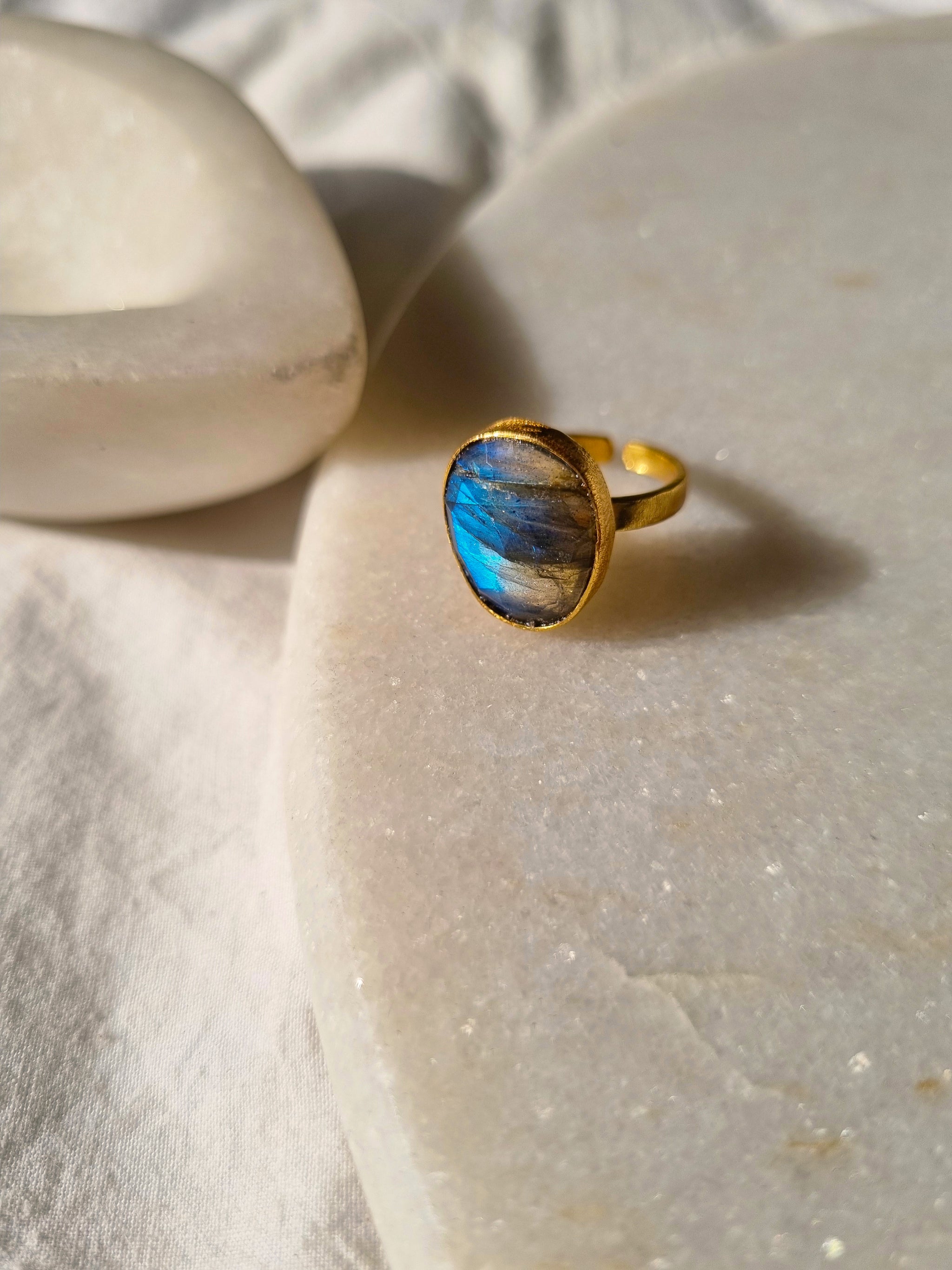 Labradorite soul adjustable ring for women