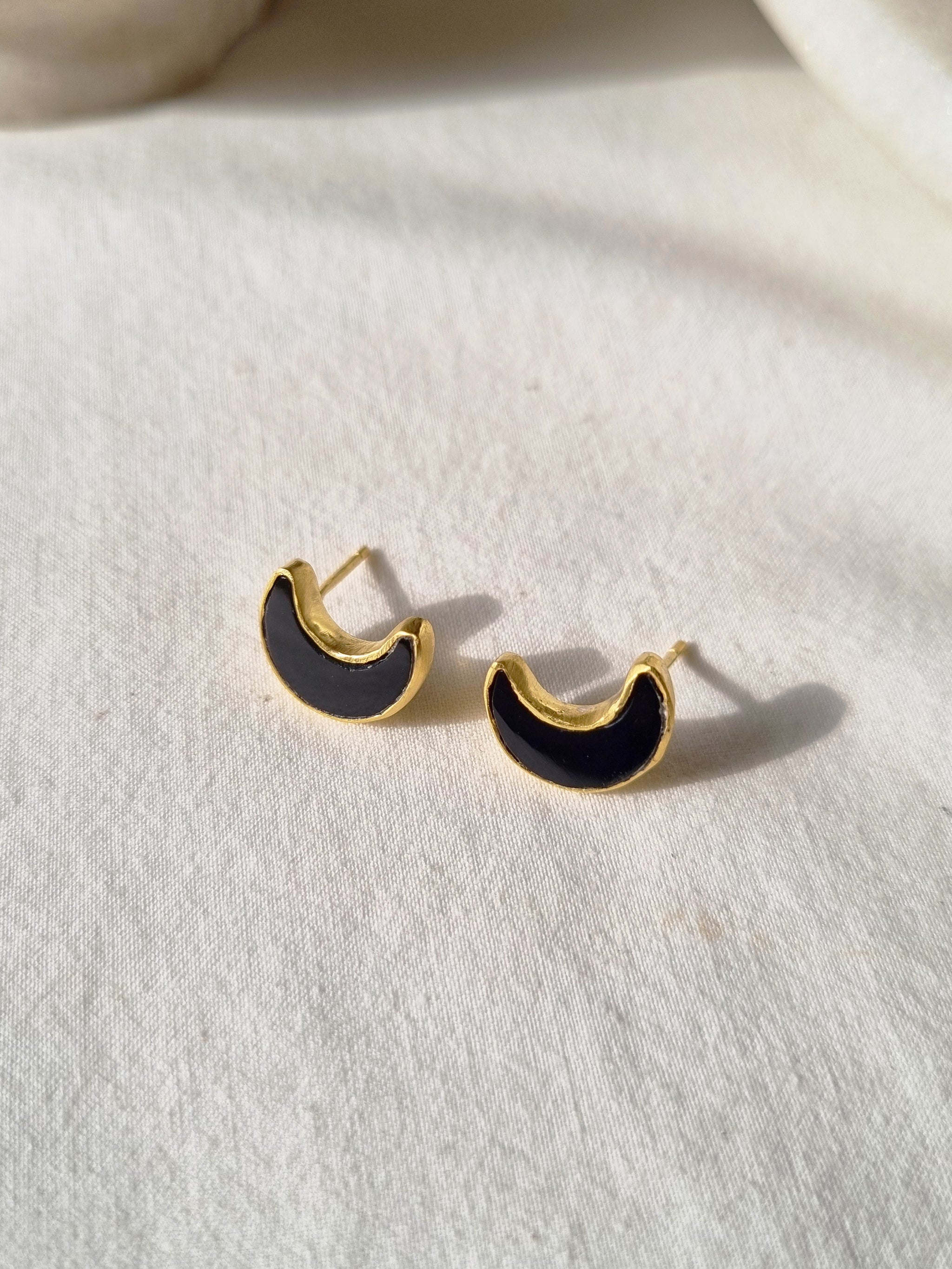 Black Onyx luna studs Jewelry for women