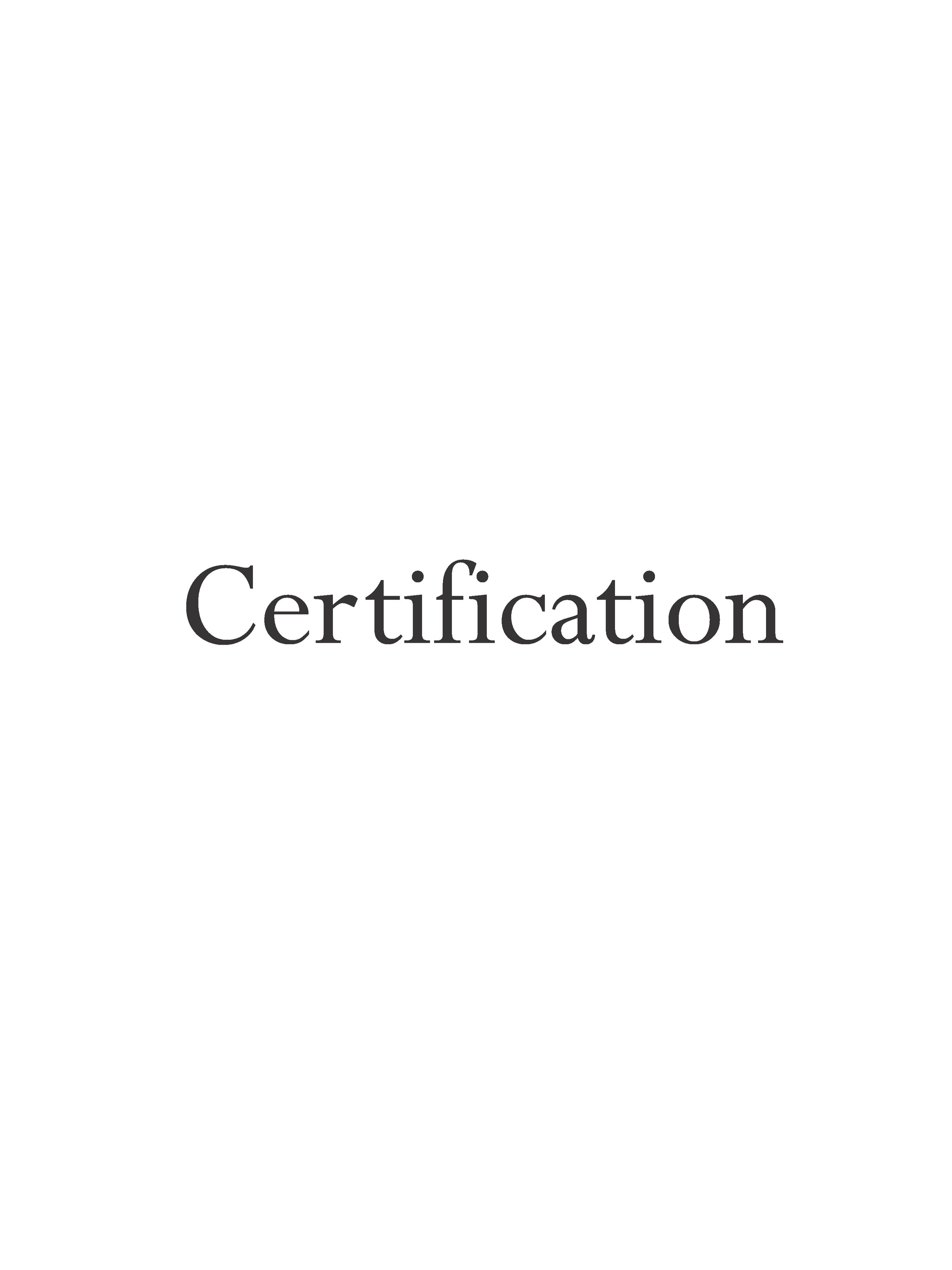Certification